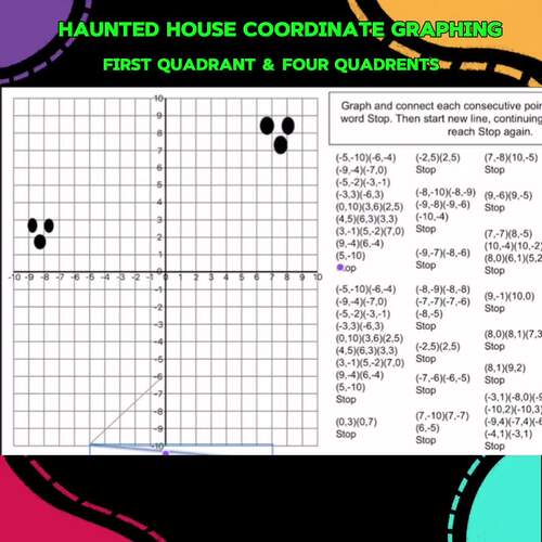 Halloween Haunted House Mystery Picture Coordinate Graphing, Drawing