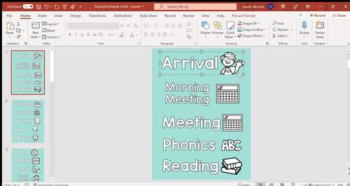 Tropical Classroom Schedule Cards | 71 Options + Visuals | Customizable