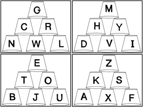 Cup Matching Letters- Uppercase and Lowercase Letters by Erika Deane