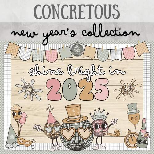 New Years Bulletin Board Kit 2025 January Winter Space Goals Door Decor ...