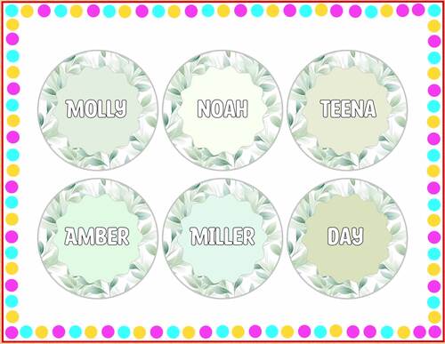 Editable Leaves Theme Name Labels, Spring Name Labels, Botanical Name ...