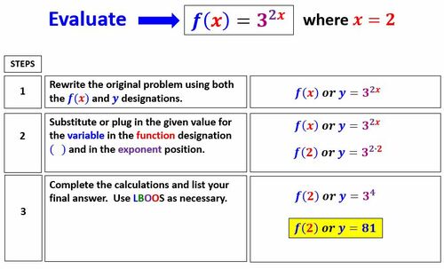 Math 1 Unit 4 Lesson 7 Evaluating Exponential Functions Video and Wrksht