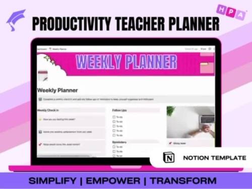 Digital Notion Productivity Teacher Planner | Digital Teachers Planner