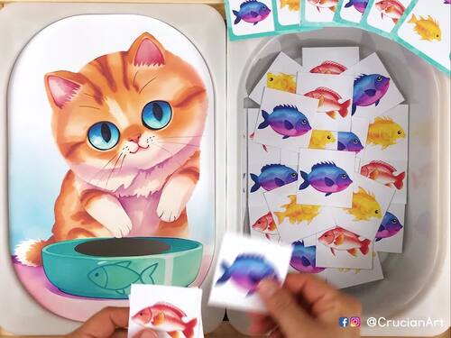 Feed the Kitten Insert Template: Matching & Counting Activity for ...