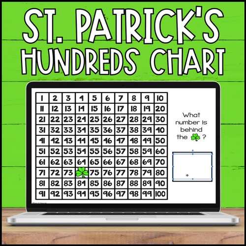 St. Patrick's Day Hundreds Chart Numbers to 100 for Google Slides™