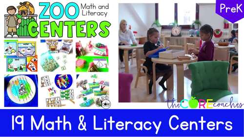 Zoo Math & Literacy Centers Preschool - PreK Zoo Animals Activities