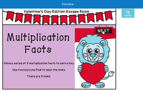 Multiplication Facts Valentine's Day Escape Room Digital Boom Cards ...