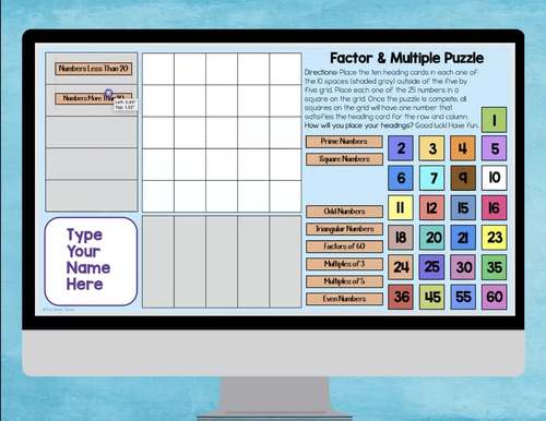 Factors and Multiples Puzzle - Print and Digital - Google Slides Resource