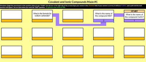 Covalent and Ionic Compounds Digital and Print Maze Activity | TPT