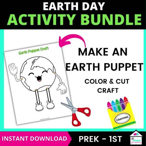 Earth Day Learning Games Bundle for Preschool to 1st Grade, Crafts
