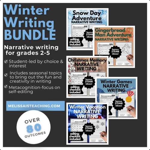 Winter Writing Story Sub Plan 2nd 3rd 4th 5th Grade, Gingerbread, Snow Day