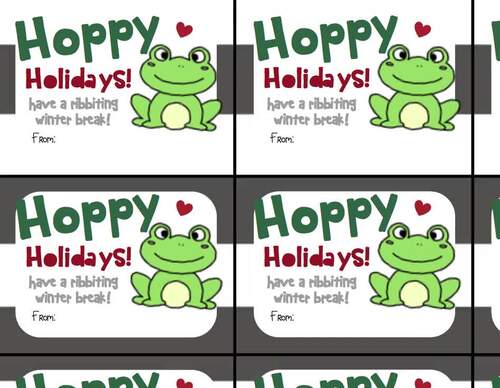Cute Frog Christmas/ Winter Holiday Gift Tag- Hoppy Holidays! Have a ...