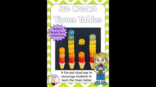 Ice Cream Times Tables PLUS Google Docs interactive by Imaginative Teacher