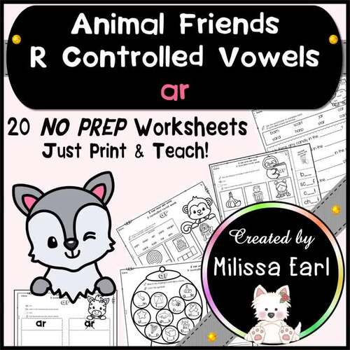 20 R Controlled Vowels AR Animal Friends Worksheets Science of Reading ...