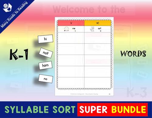 Syllable Types Worksheets Grades K - 3 by Many Roads to Reading | TPT