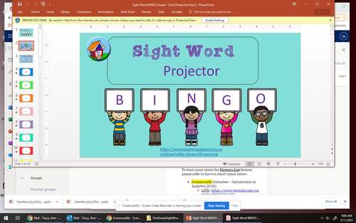 First Grade Sight Word PowerPoint™ Projector Bingo | TPT