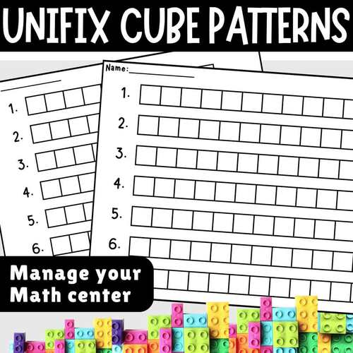 ️ Unifix Cube Patterns Template Worksheet Activities kindergarten Centers