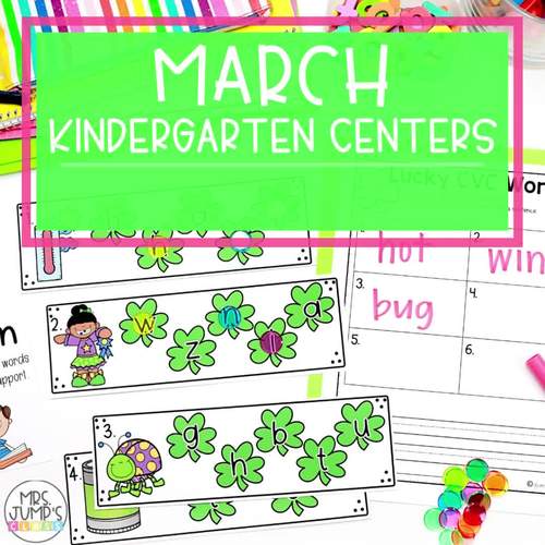 Kindergarten Literacy and Math Centers MARCH by Deanna Jump | TPT