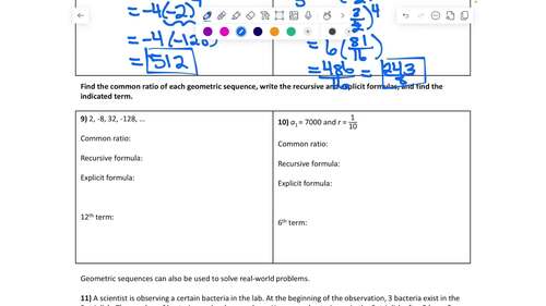 Geometric Sequences and Formulas Guided Notes, Practice Worksheet ...