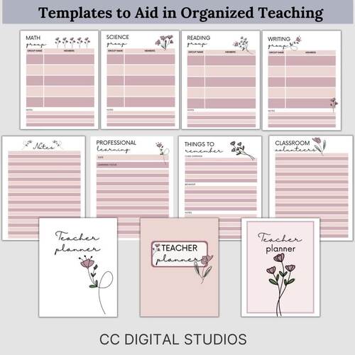 Teacher Planner Printable, Lesson Plan Organizer, 41 Pages Digital ...
