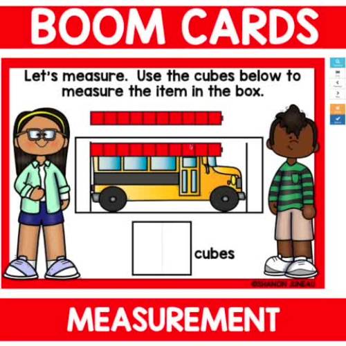 Measurement with cubes using Boom Cards | Digital Task Cards M2L1
