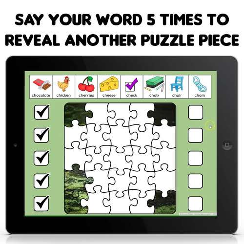 No Print Ch Sound Animal Articulation Puzzles for iPad or Teletherapy