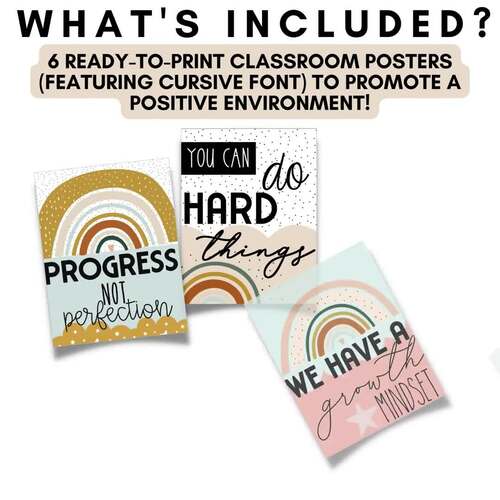 Boho Rainbow Classroom Posters | Boho Rainbow Decor | Editable | TPT