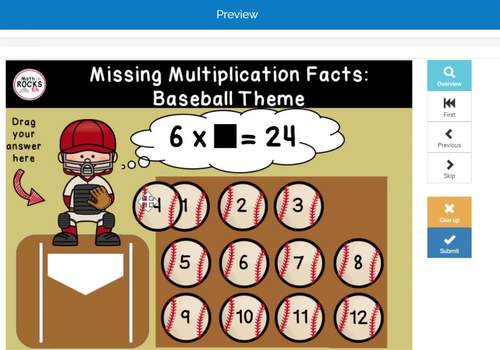 Baseball Multiplication Missing Facts 3rd Grade Math Digital Boom Cards™