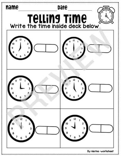 Clock with lines, writing time, collage worksheets by Nisrine-worksheet