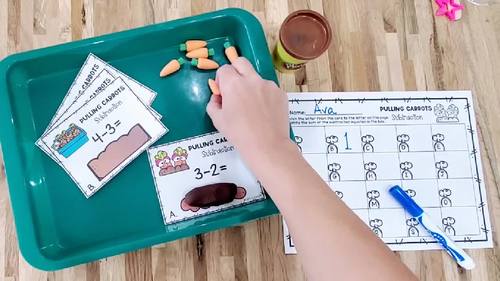 EASTER Pulling Carrots Subtraction to 10 - Centers, Write the room ...