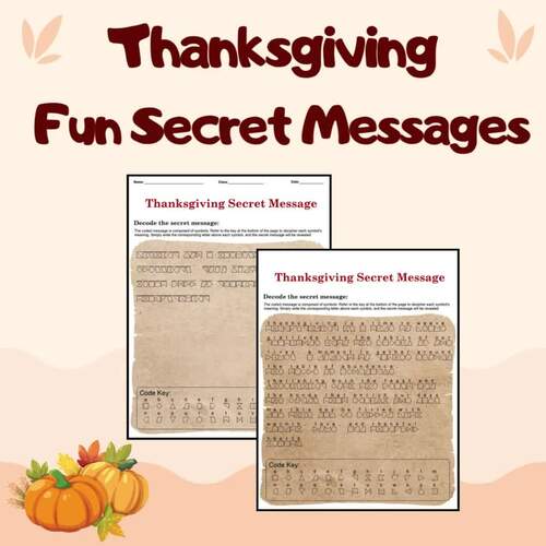 Day After Thanksgiving activities Fun Secret Messages Decode symbols No ...