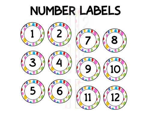 Printable Calendar Number Labels, Cubby Labels, Book Bin Labels, Number ...