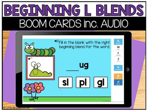 Spring Beginning L Blends Boom Cards with Audio | Beginning Consonant ...