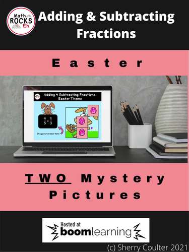Add and Subtract Fractions Easter Mystery Picture Digital BOOM Distance ...