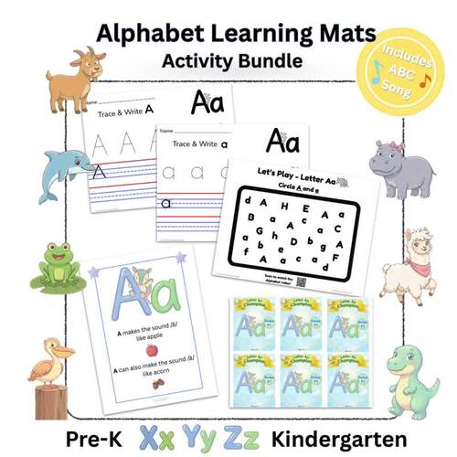 Alphabet Learning Mats Bundle | Letter Tracing, Alphabet Games, Posters ...