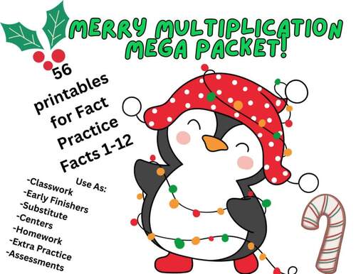 Merry Multiplication Math Fact Practice MEGA PACKET (Facts 1-12) Christmas