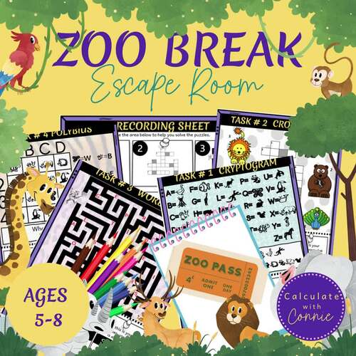 ZOO BREAK Escape Room by Calculate with Connie | TPT
