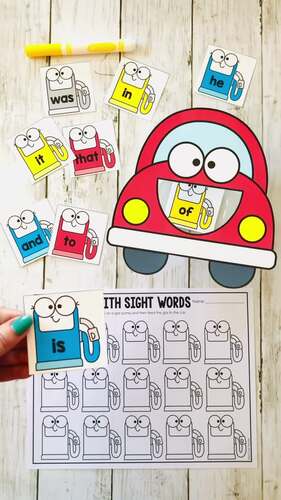Fry's First 100 Sight Words Practice - Feed the Car with Gas | TPT