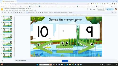 Comparing Numbers Gators Interactive Slides Google Slides Practice