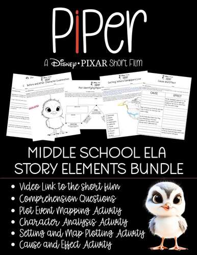 "PIPER" PIXAR-SHORT VIDEO + ELA STORY ELEMENTS BUNDLE by Megan and the ...