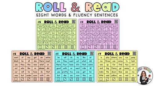 Kindergarten Sight Words and Fluency Sentences Worksheets | Roll and ...
