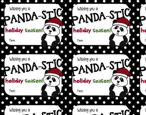 Hello Panda Winter Holiday Gift Tag- Wishing you a PANDA-STIC holiday ...