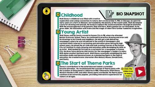 Walt Disney LINKtivity® (Digital Biography Activity | Research Project)