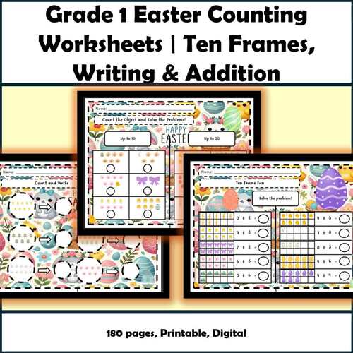 Grade 1 Easter Math Addition Counting Ten Frame Within 20 | TPT