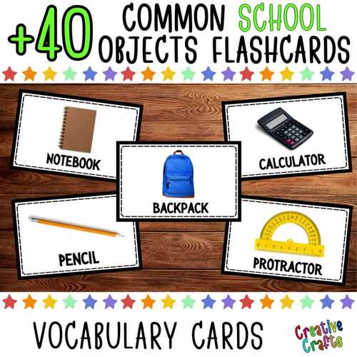 +40 Common SCHOOL Objects Flashcards with Real Photos | Basic ...