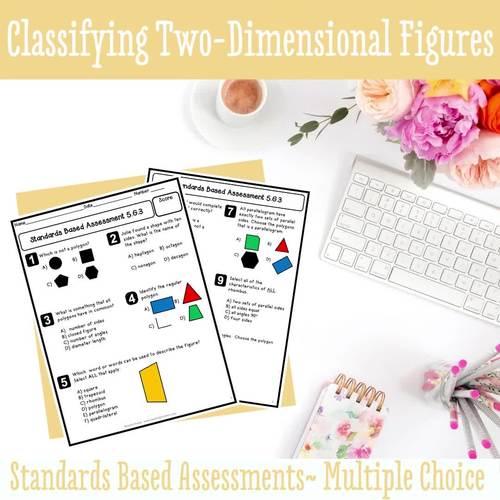 5th Grade Geometry Test Classifying Shapes Printable by Teaching in Room 5