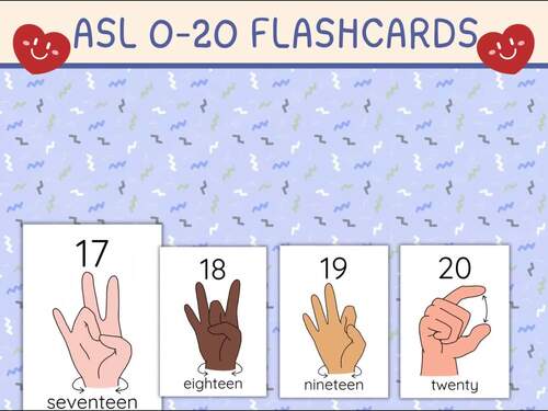 ASL Numbers 0-20 Flashcards | ASL Classroom Decor | American Sign ...