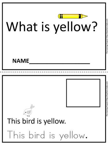 Color yellow emergent reader& coloring activity for Spec.Educ. & Early ...