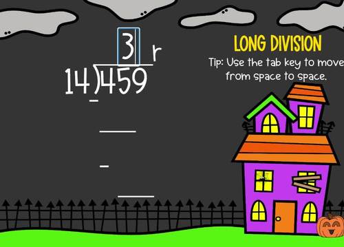 Long Division with 2-Digit Divisors Halloween Boom Cards - 5th Grade Math