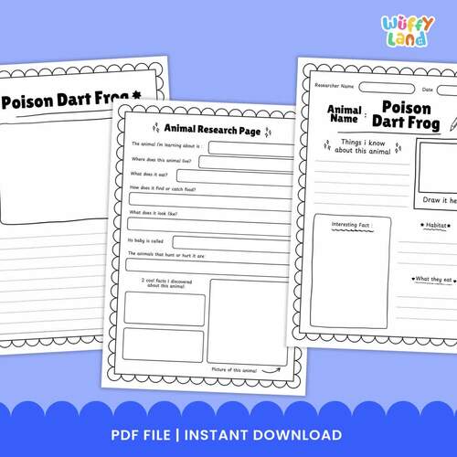 Poison Dart Frog Animal Research Project | Rainforest Science Report ...